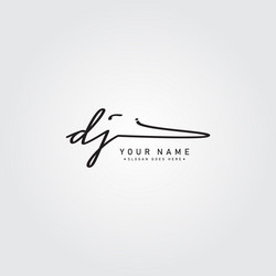 Dj simple signature logo - handwritten template Vector Image