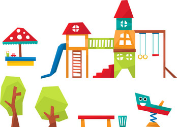 Large set many play stations in playground Vector Image