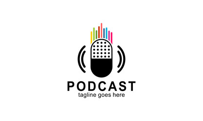 Creative podcast logo design Royalty Free Vector Image