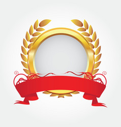 Gold crown laurel wreath winner frame isolated Vector Image