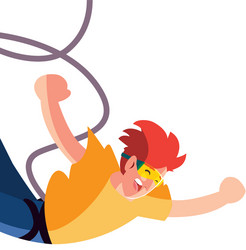 Young man jumping off a mountain Royalty Free Vector Image