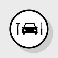 Service of evacuation sign wrecking car side Vector Image