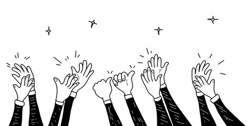 Doodle hands clapping ovation applause thumbs up Vector Image