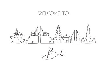 One continuous line drawing of bali city skyline Vector Image