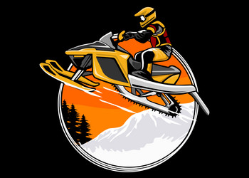 Snowmobile trails logo design Royalty Free Vector Image