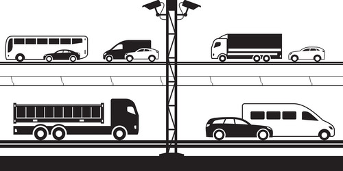 Traffic enforcement cameras on highway Royalty Free Vector