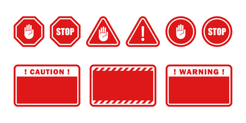 Danger badges prohibition signs notice Royalty Free Vector