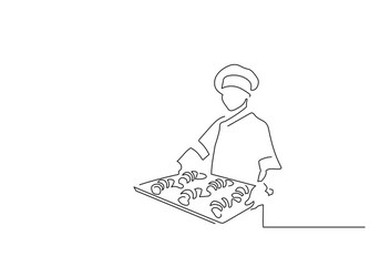 Baker isolated line drawing Royalty Free Vector Image