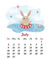 Calendar september cute rabbit an image Royalty Free Vector