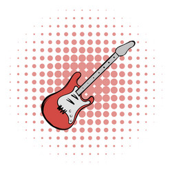 Red electric guitar icon cartoon Royalty Free Vector Image