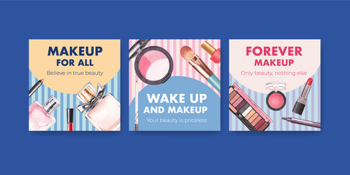 Ads template with makeup concept design Royalty Free Vector