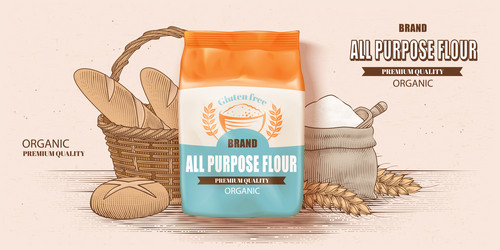 All-purpose flour pack banner ad Royalty Free Vector Image