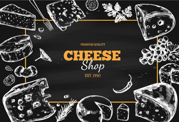 Cheese collection hand drawn Royalty Free Vector Image