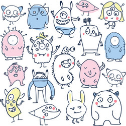 Cute monsters doodle alphabet abc Royalty Free Vector Image