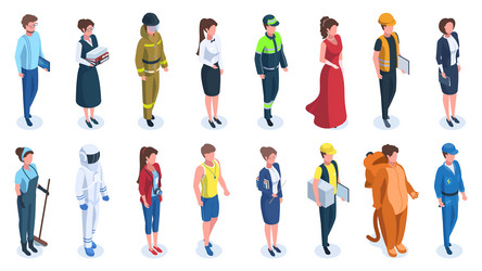 Different professions isometric professionals Vector Image