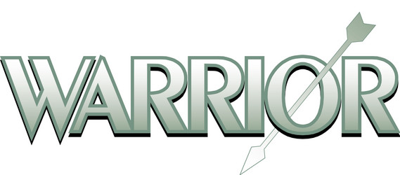 Warrior lettering in modern logo design Royalty Free Vector