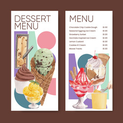 Menu template with ice cream flavor Royalty Free Vector