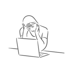 Upset stressed person with laptop on work Vector Image