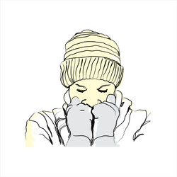 Hand drawn of cold expression Royalty Free Vector Image