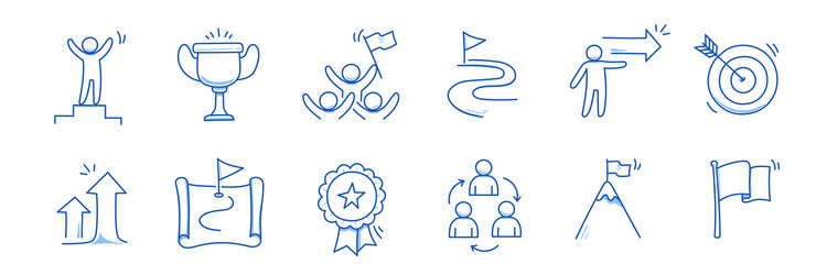 Success leader business doodle icons man Vector Image