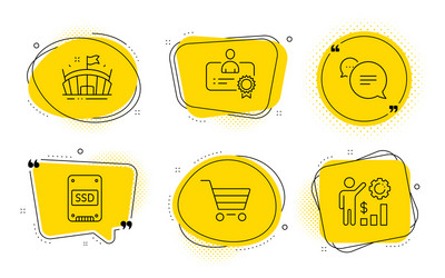 Certificate ssd and text message icons set arena Vector Image