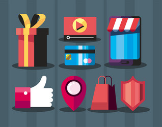 Five online store items Royalty Free Vector Image