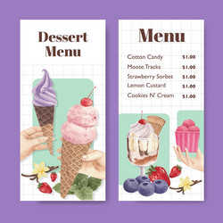 Menu template with ice cream flavor Royalty Free Vector