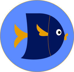 Portrait a blue fish over background Royalty Free Vector