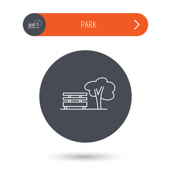 Public park icon tree with bench sign Royalty Free Vector