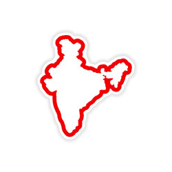 Paper sticker indian map on white background Vector Image