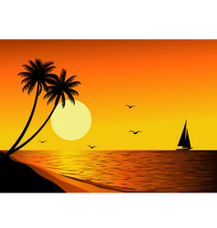 Beach sunset Royalty Free Vector Image - VectorStock