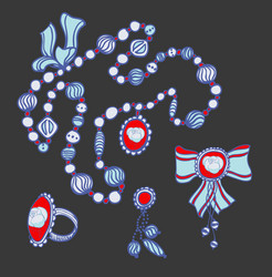 Textile embroidered patches with sequins beads Vector Image