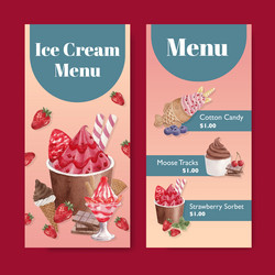 Menu template with ice cream flavor Royalty Free Vector