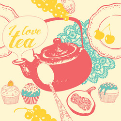 Vintage tea time background Royalty Free Vector Image