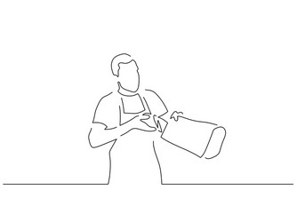 Baker isolated line drawing Royalty Free Vector Image
