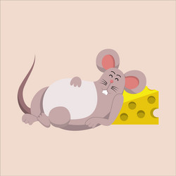Cute mouse chesse cartoon character Royalty Free Vector