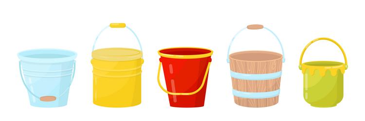 Different buckets and useful in household Vector Image