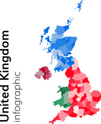 Colorful map uk united kingdom with regions Vector Image