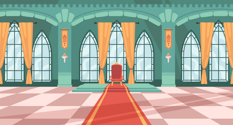Castle hall with thrones for king and queen Vector Image