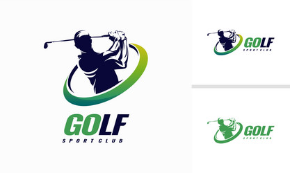 Fast golf logo designs sport silhouette Royalty Free Vector
