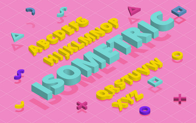 Isometric 3d outline font three-dimensional Vector Image