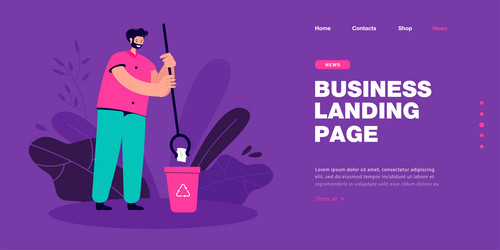 Volunteer with garbage picker putting litter Vector Image