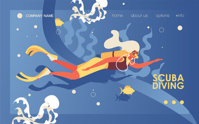 Scuba diving club banner template with diver Vector Image