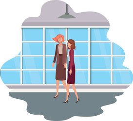 Businesswomen with wall and windows avatar Vector Image