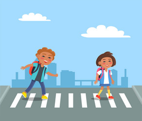 Kids Crossing Road Vector Images (over 820)