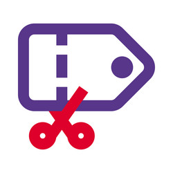 Cutting price tag linked with product Royalty Free Vector