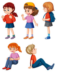 Set of bully kids cartoon character Royalty Free Vector