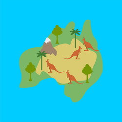 Australia map flora and fauna animals plants Vector Image