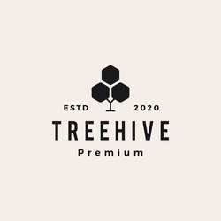 Tree hive honey hexagon logo icon Royalty Free Vector Image