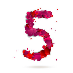 Number nine 9 made from red hearts love alphabet Vector Image